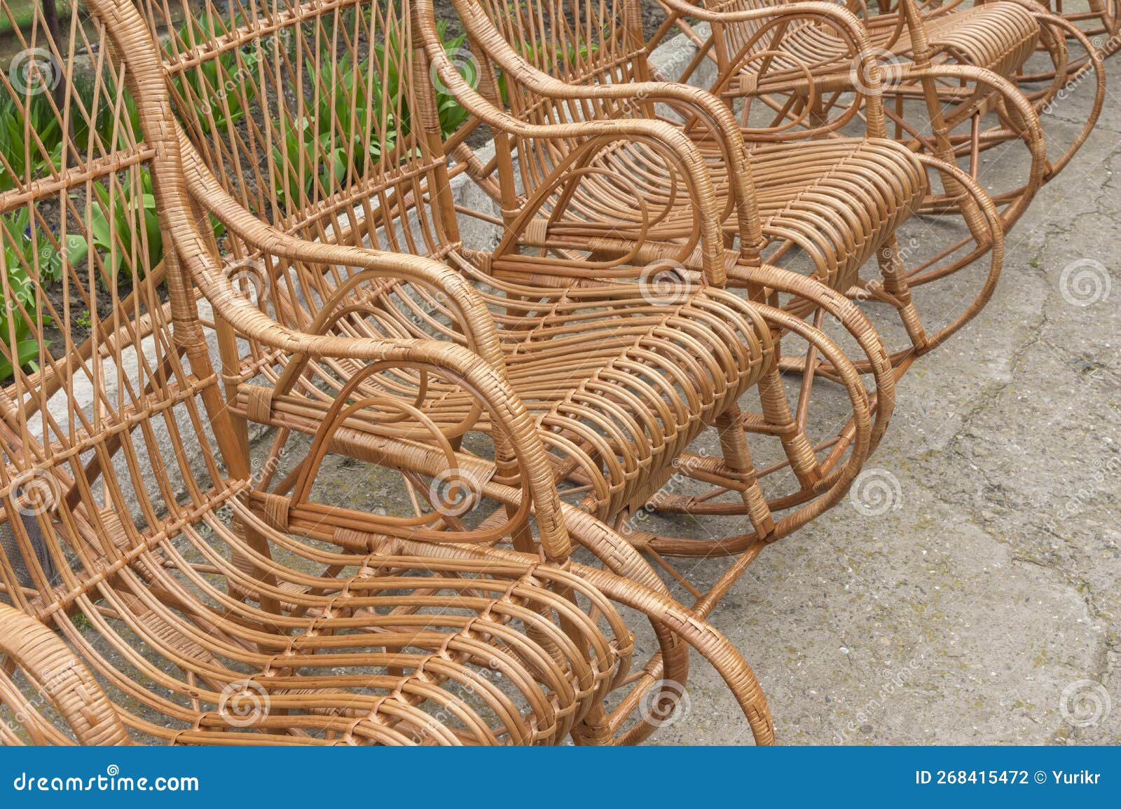 Rocking Chairs Standing Made with Withe Staning on Rough Surface Stock ...