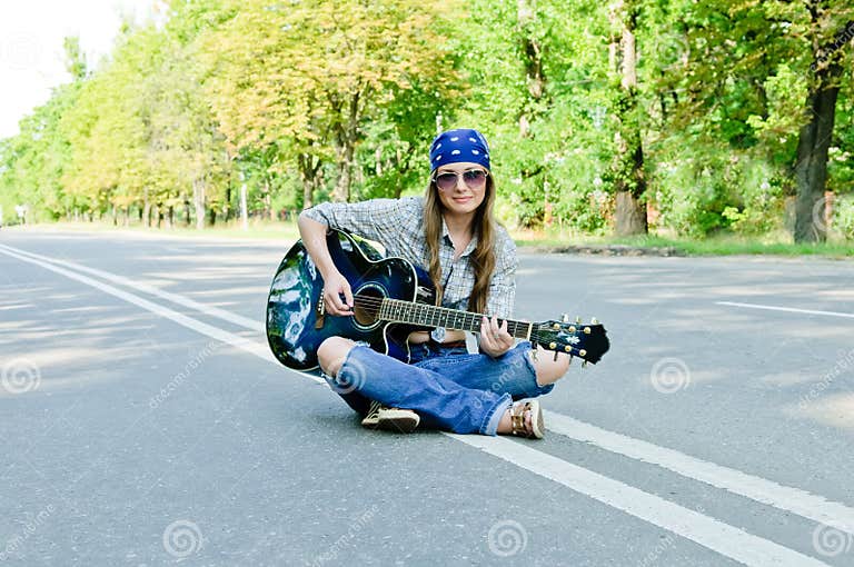 Rocking girl stock photo. Image of hair, guitar, instrument - 13443214