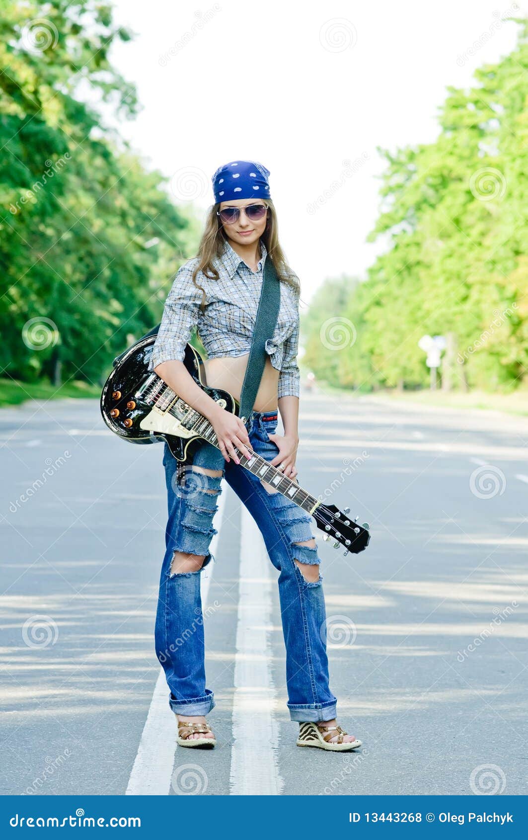 Rocking girl stock photo. Image of guitar, musical, hair - 13443268