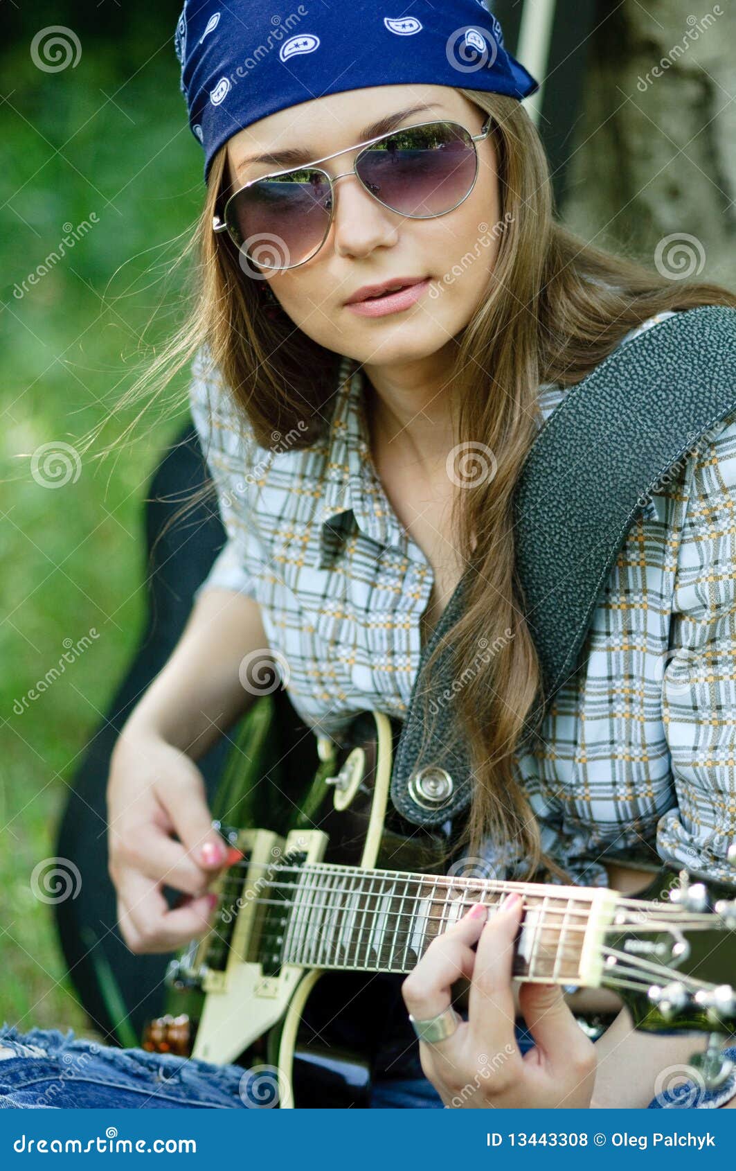 Rocking girl stock photo. Image of field, acoustic, blues - 13443308