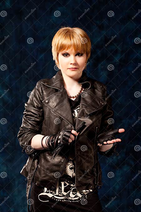 Rocking girl stock image. Image of studio, hair, person - 13473719