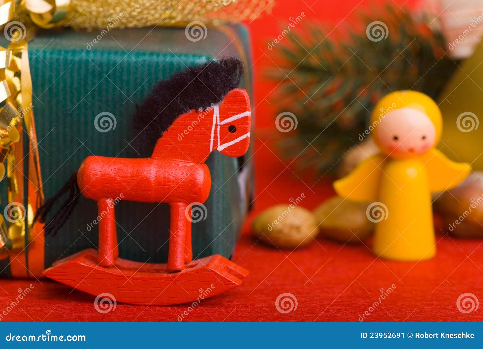 Rocking Horse and Christmas Angel Stock Image - Image of celebration ...