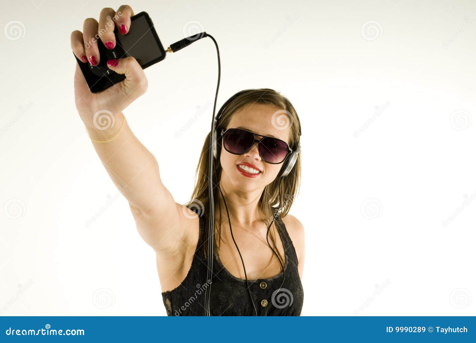 Rocking out stock image. Image of blue, earphones, smile - 9990289