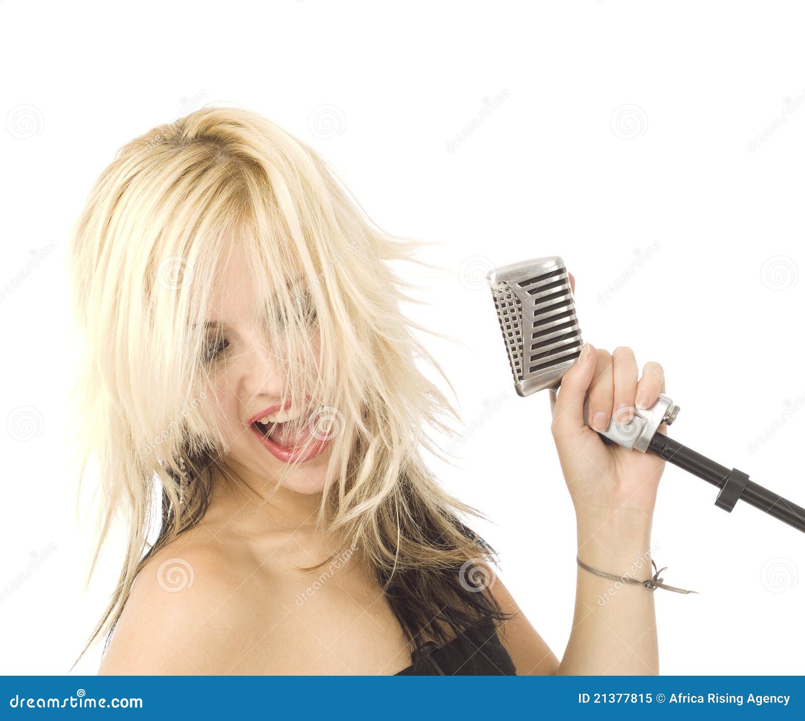 Rocking Singer and Microphone Stock Image - Image of hold, attractive ...