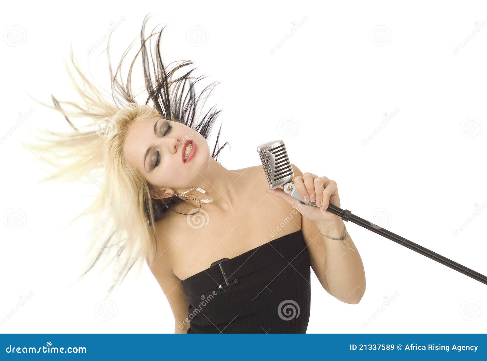 Rocking Singer and Microphone Wild Hair Stock Image - Image of hair ...