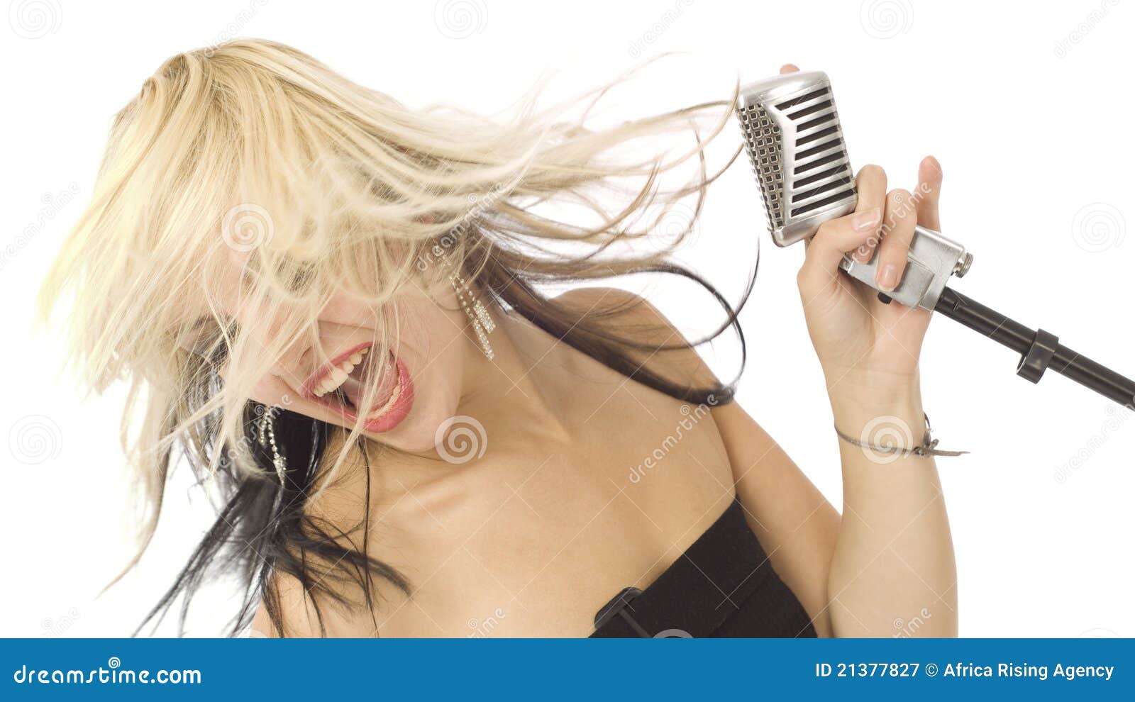 Rocking Wild Hair Singer and Microphone Stock Image - Image of adult ...