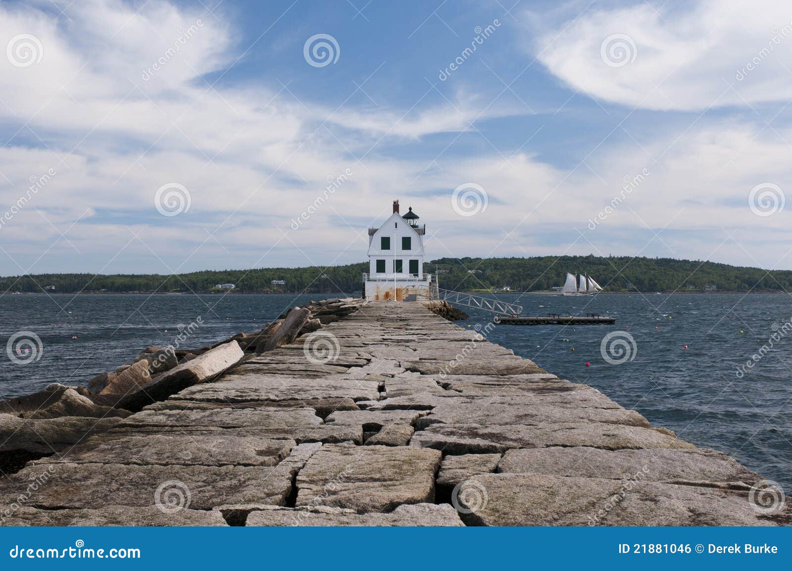 Rockland Breakwater Lighthouse Stock Photo - Image of wide, breakwater ...