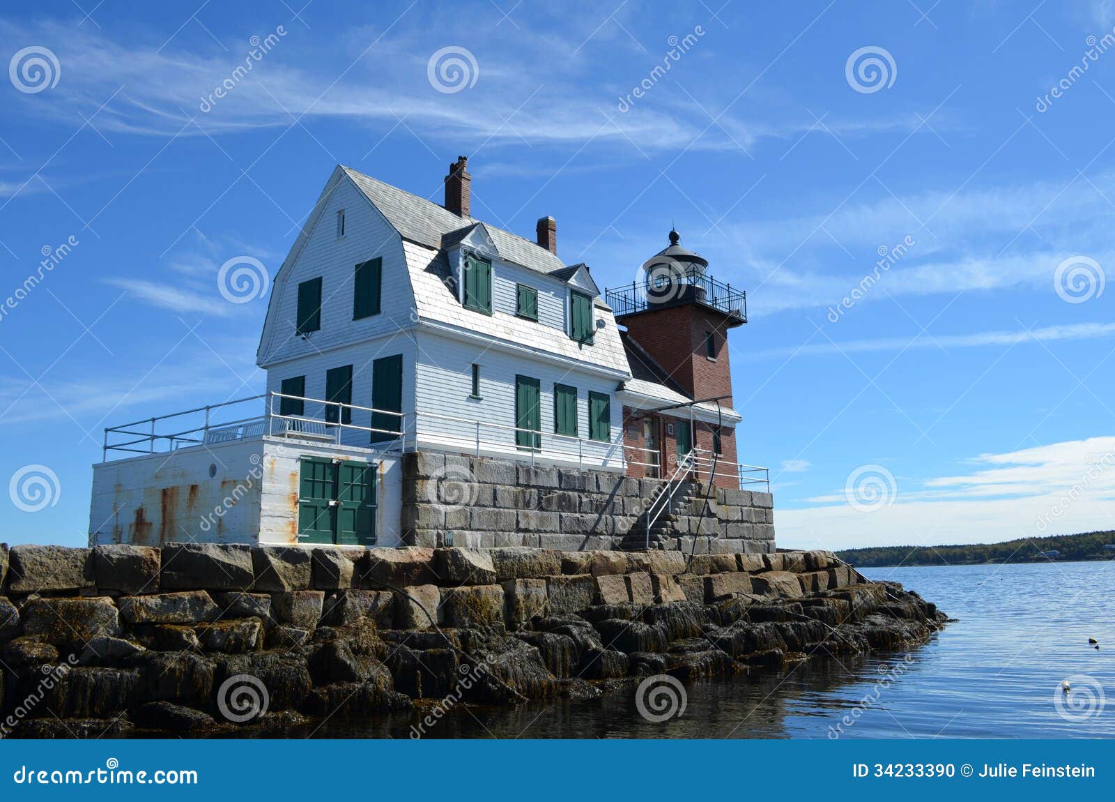 Rockland Breakwater Lighthouse Stock Photo - Image of maine, marine ...