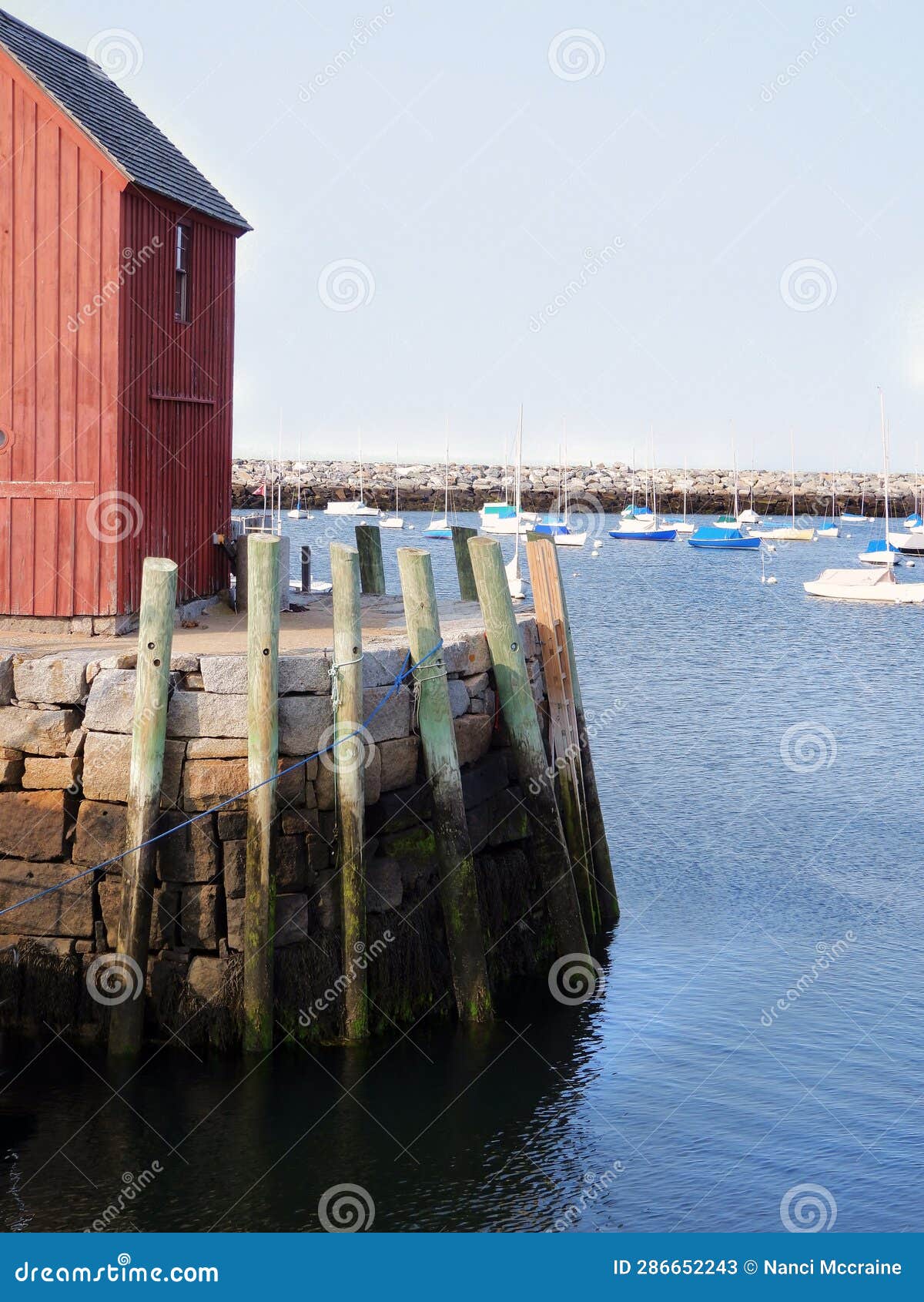 Rockport Motive Red Fishing Shack in a Rock Pier Stock Image - Image of ...