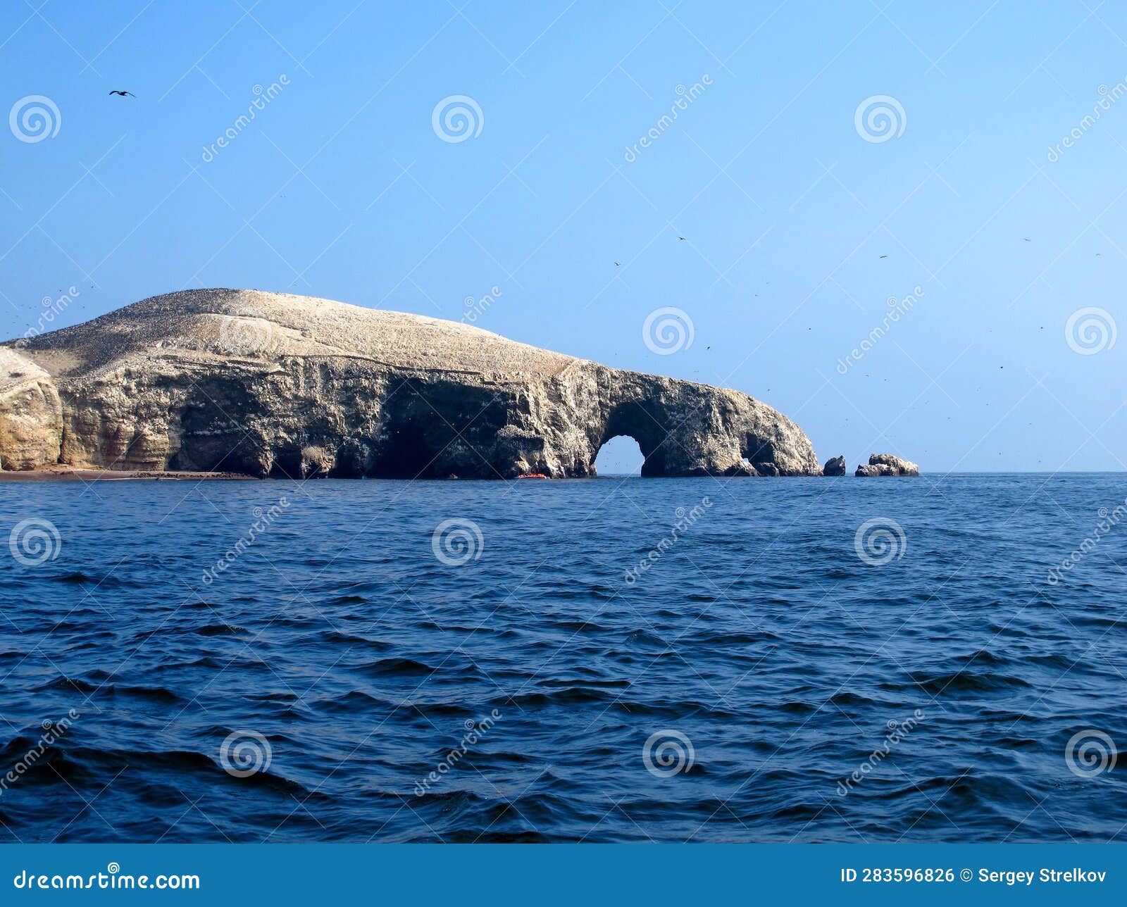 Rocks with Animals in the Pacific Ocean, Paracas, Peru Stock Photo ...