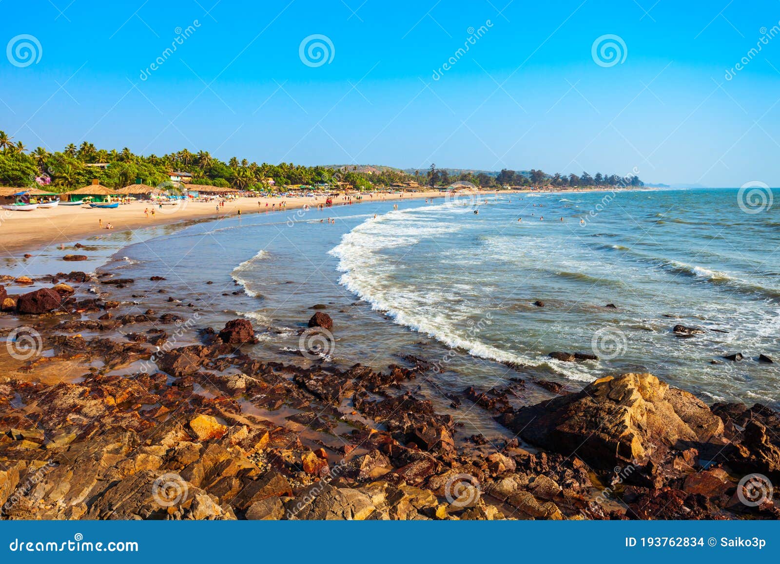 Rocks at Arambol Beach in Goa Stock Photo - Image of panoramic, palm ...