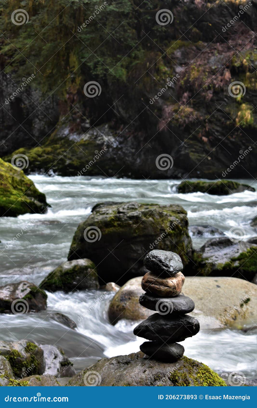 Rocks Balanced in Front of a River Stock Image - Image of front, river ...
