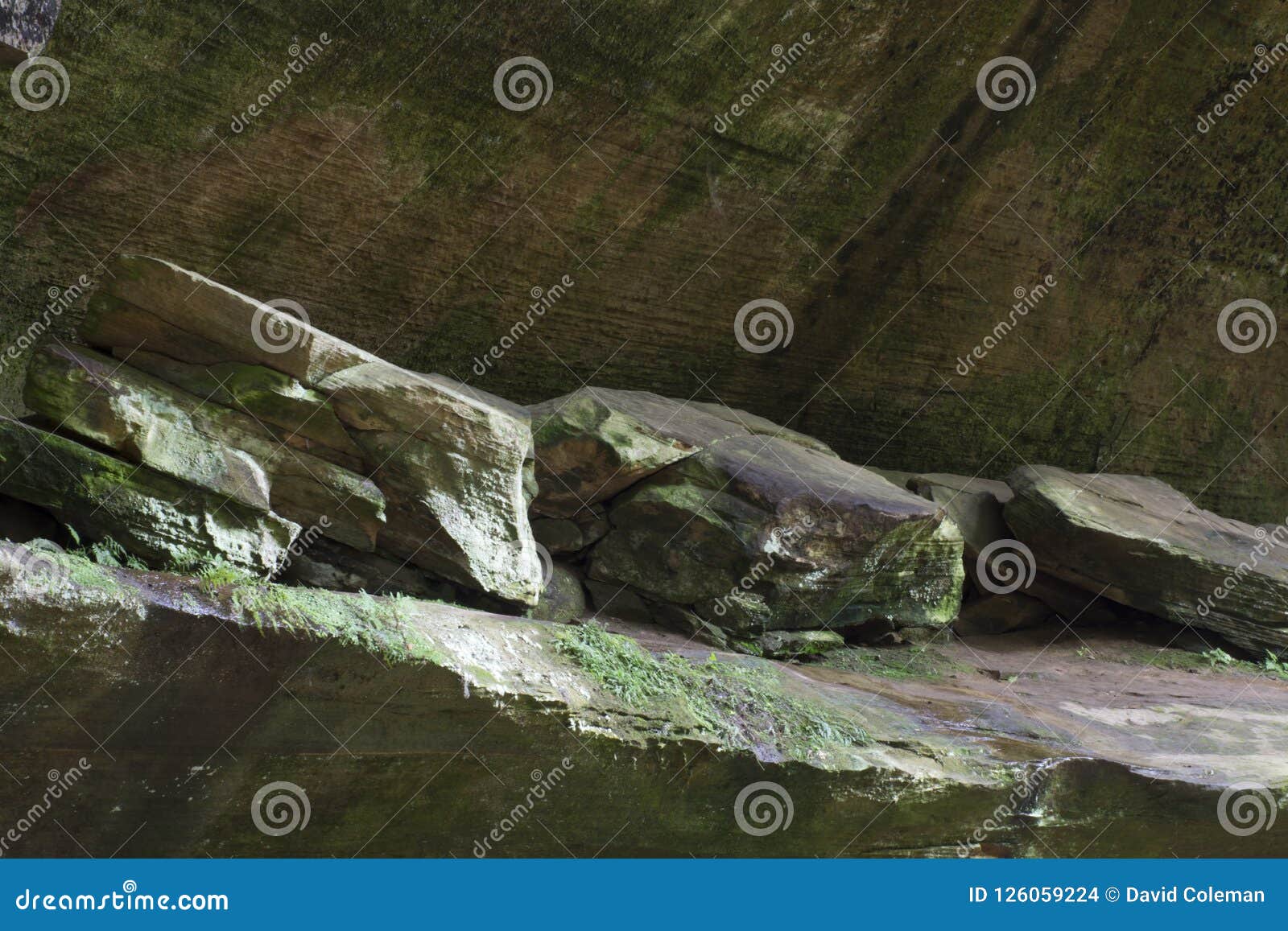 Rocks at the Base of a Cliff Stock Photo - Image of moss, wall: 126059224