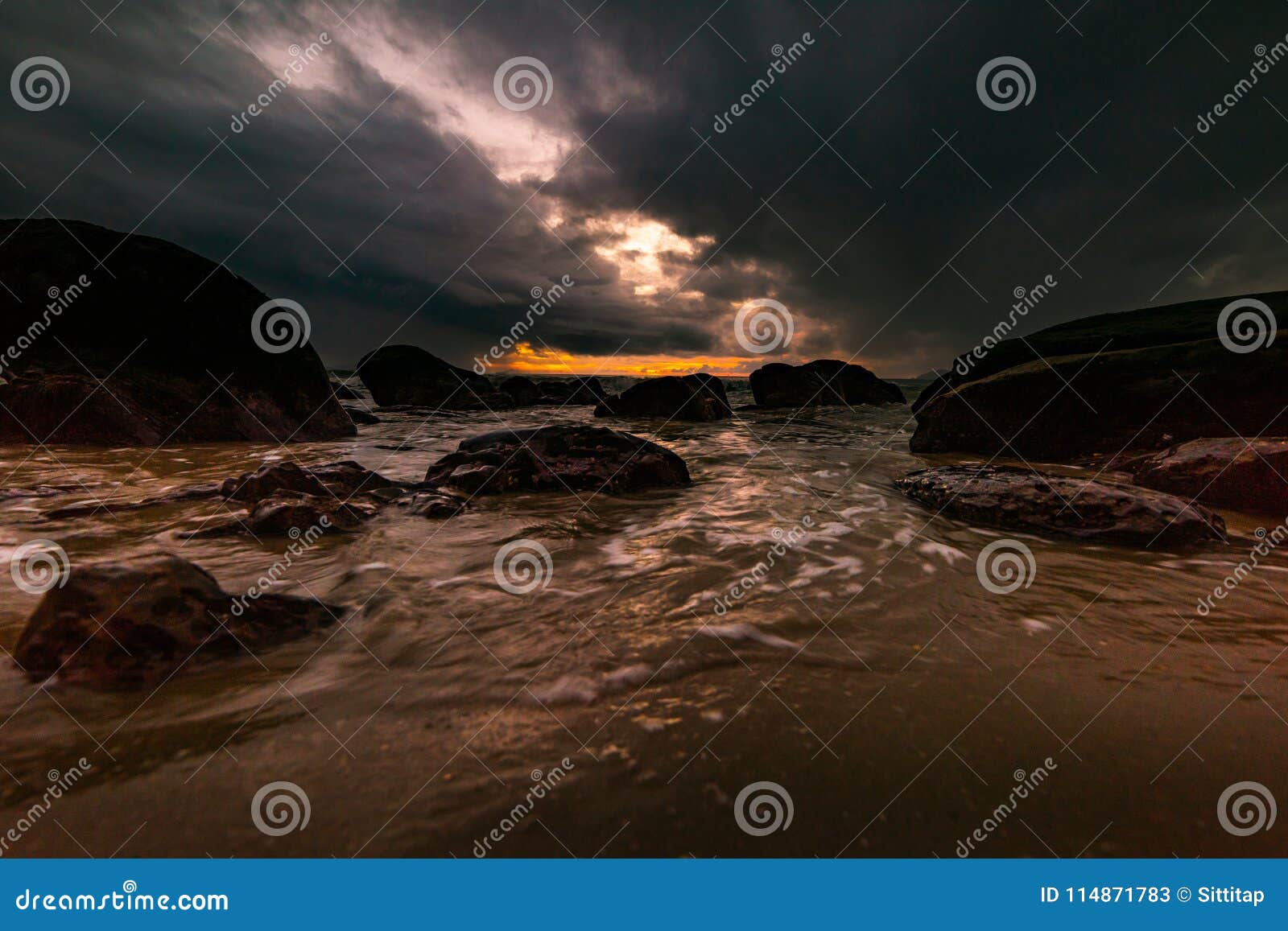 The Rocks on the Beach are Stormy Stock Image - Image of landscape ...