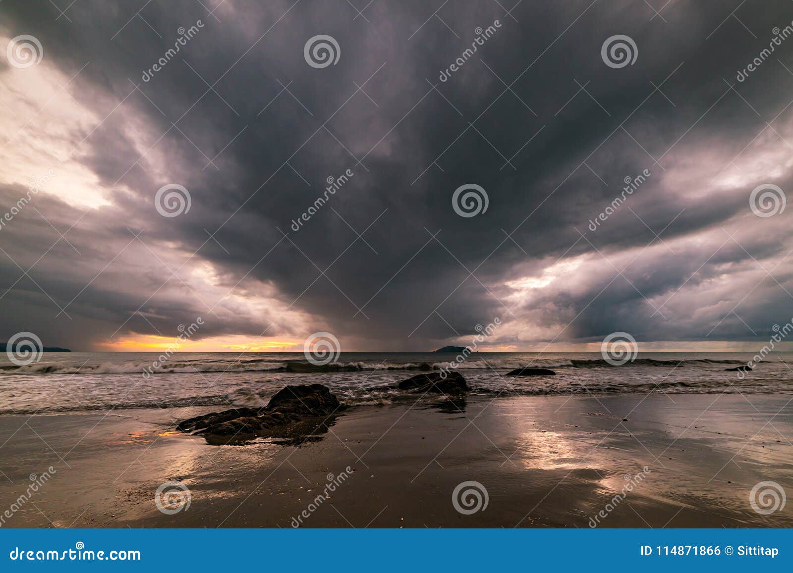 The Rocks on the Beach are Stormy Stock Photo - Image of landscape ...