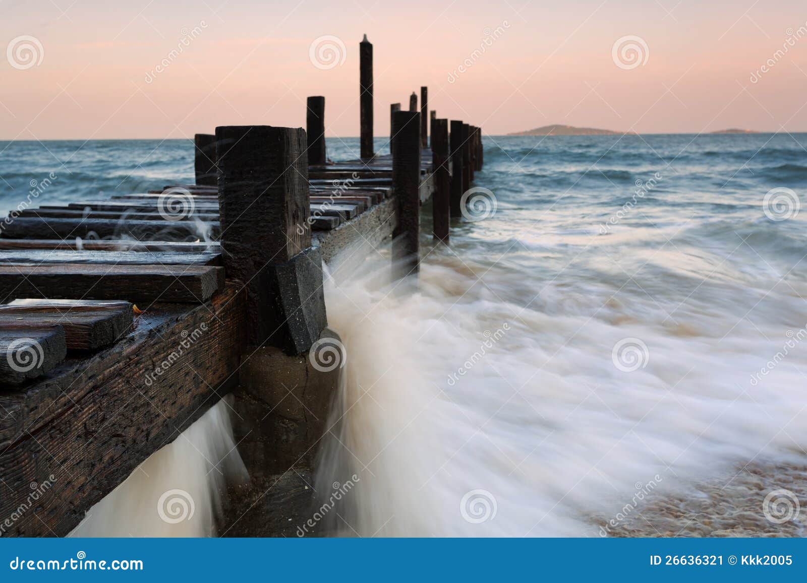 Rocks on the Beach and Wooden Pier Stock Image - Image of closeup ...
