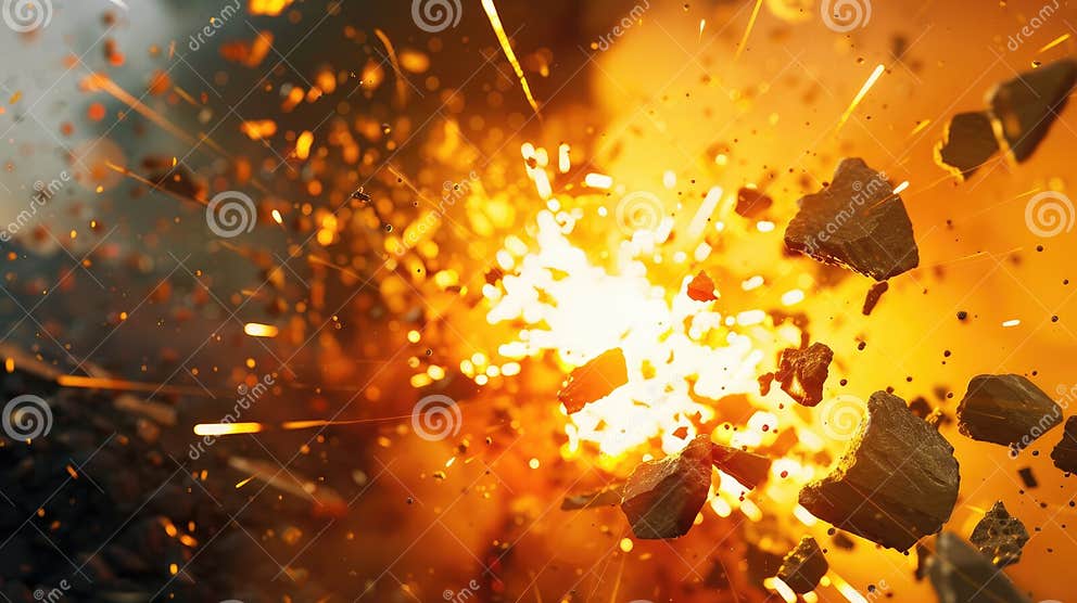 Rocks Big Bang Explosion in Space, Rocks Explosion, Generative AI Stock ...