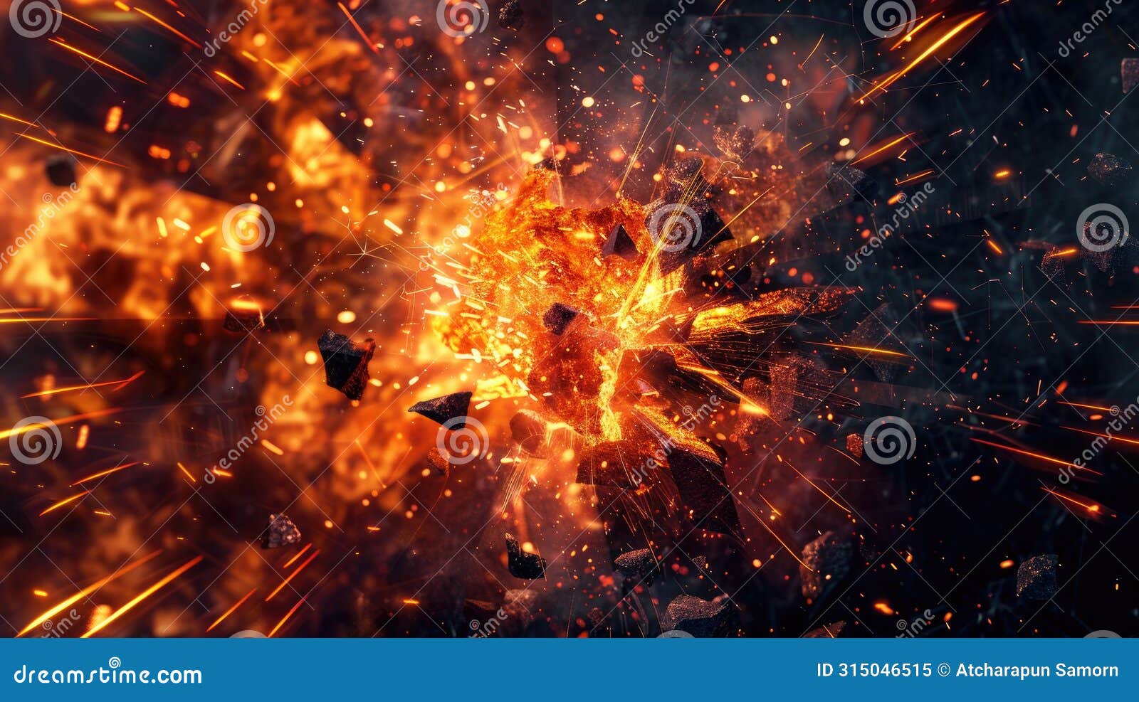 Rocks Big Bang Explosion in Space, Rocks Explosion, Generative AI Stock ...