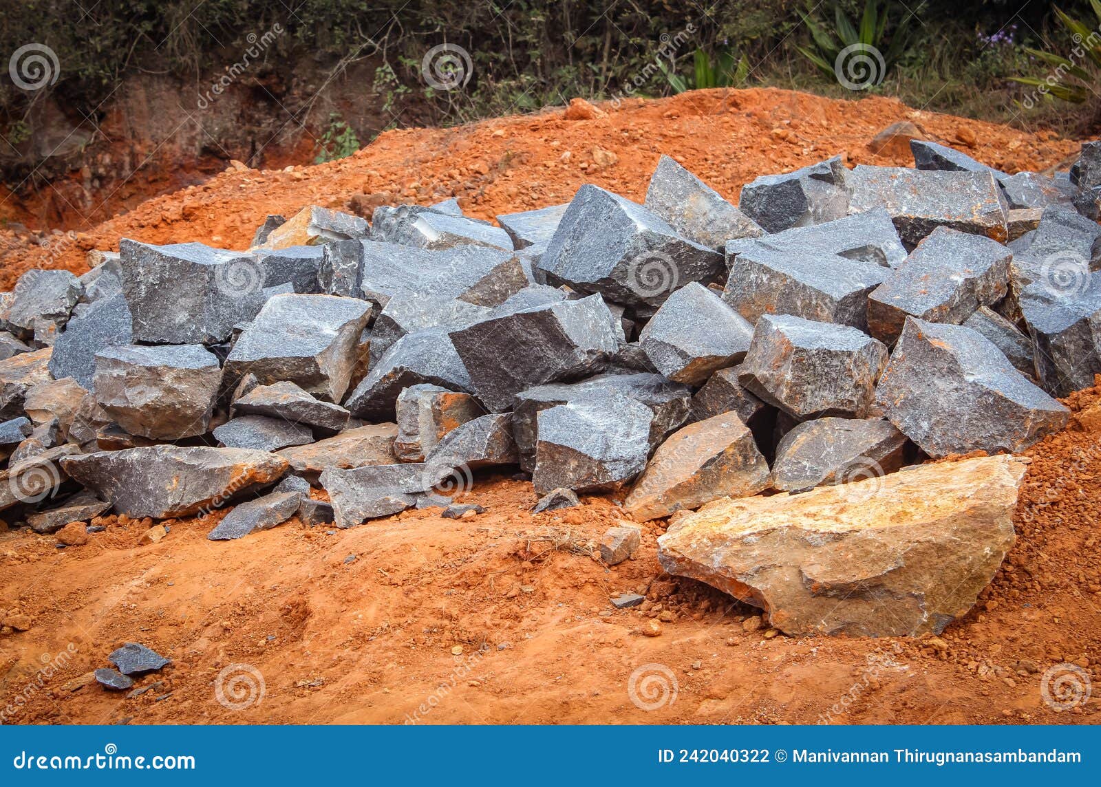 Rocks Blasted and Broken Down for Construction Work in Hilly Area ...