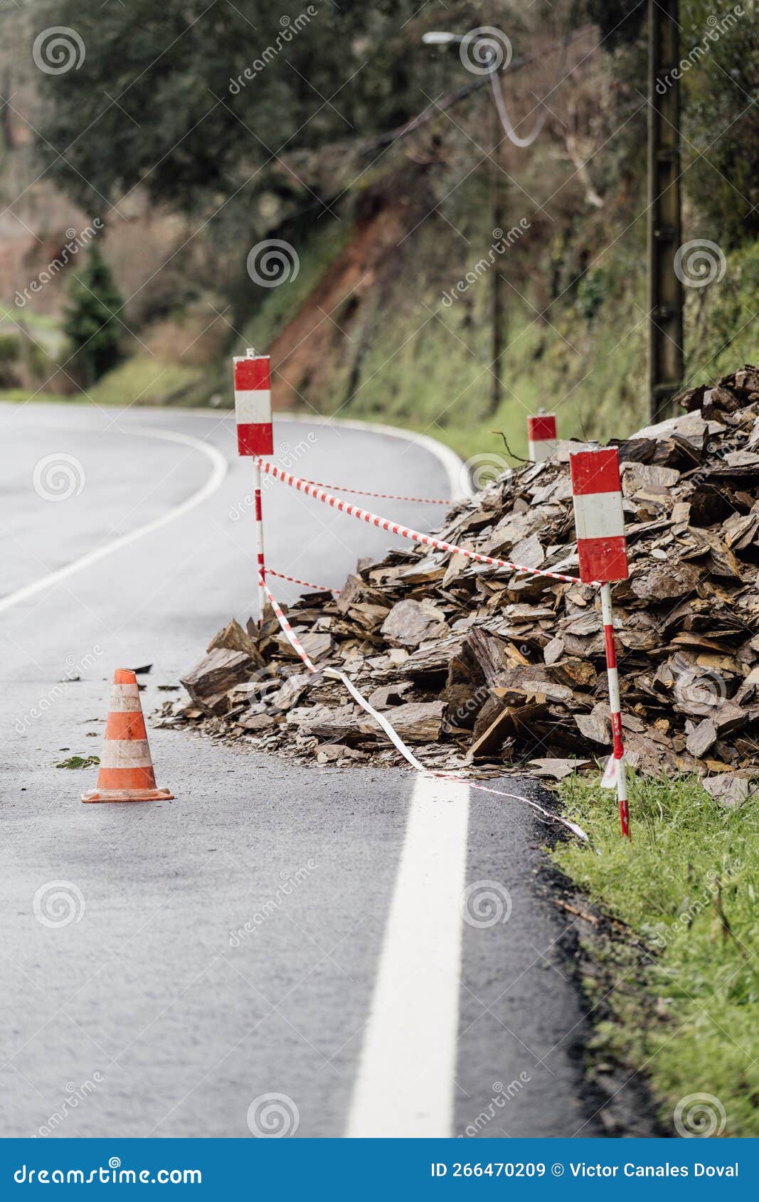 Rocks Blocking the Road Due To a Rockslide after a Heavy Rainfall ...