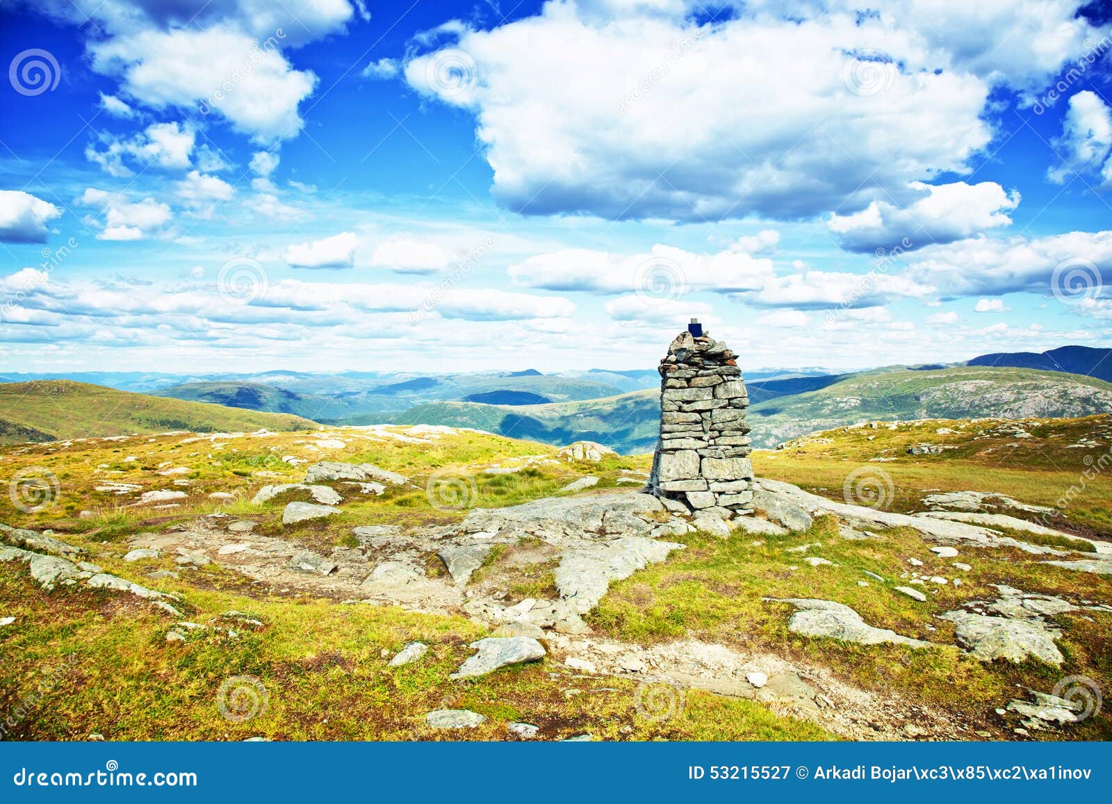 Rocks cairn at mountains stock image. Image of pile, landmark - 53215527