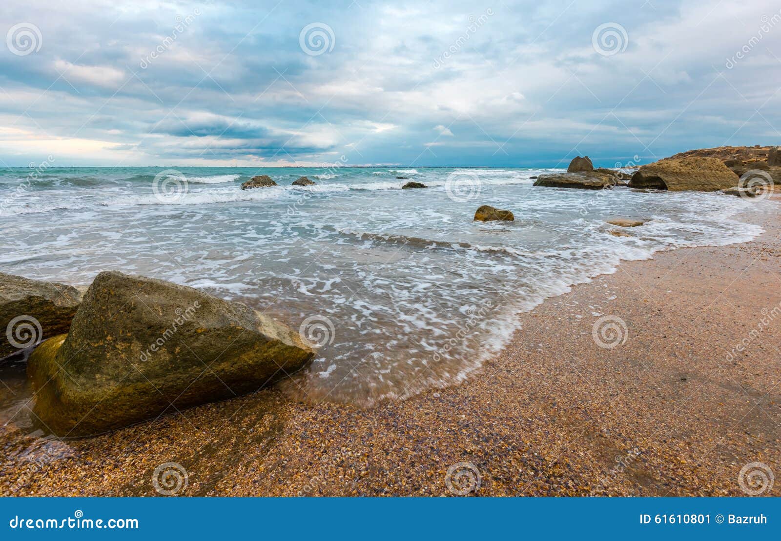 Rocks on Coast, Empty Beach, Cold Stock Image - Image of long ...