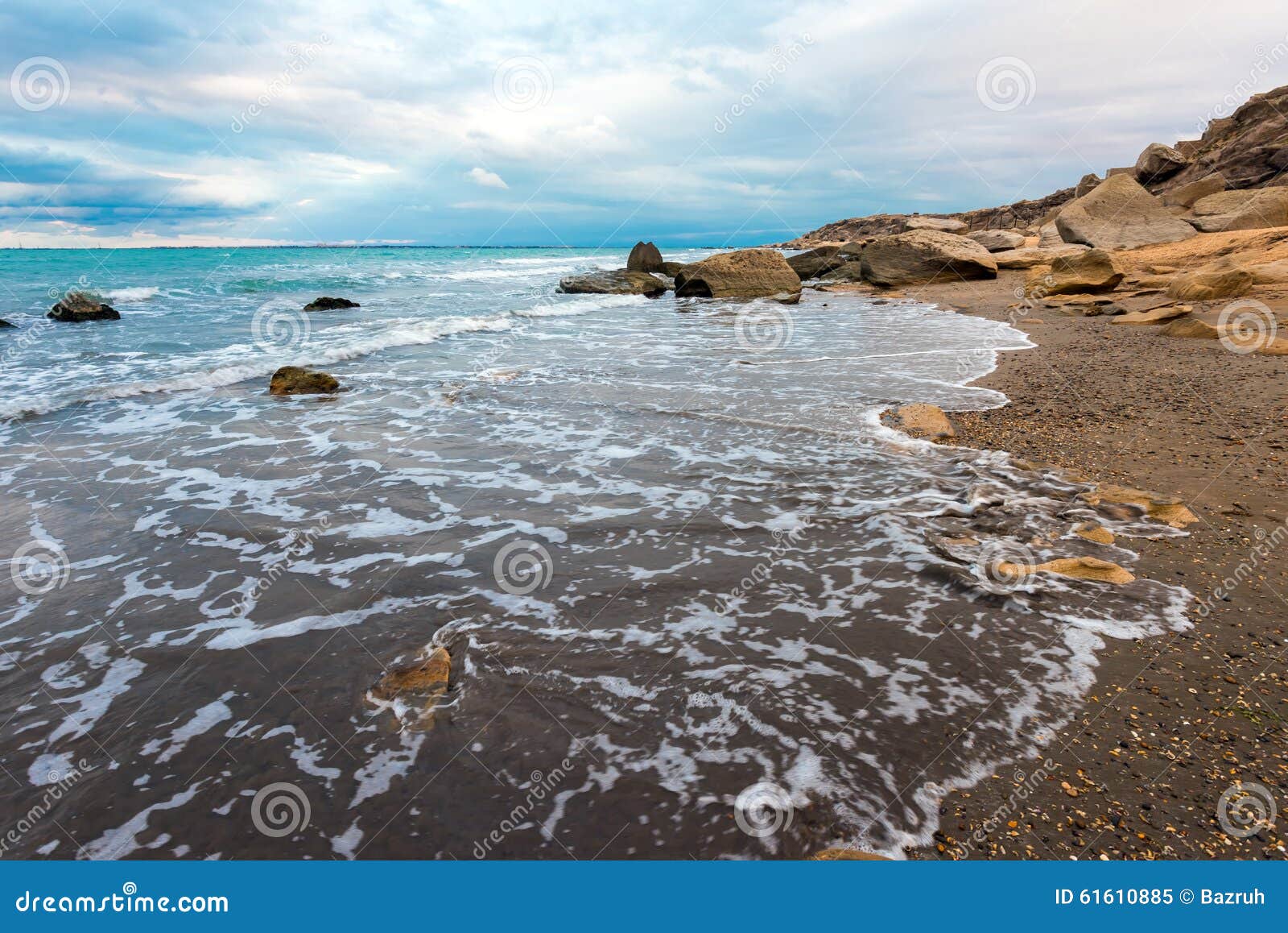 Rocks on Coast, Empty Beach, Cold Stock Image - Image of sands ...