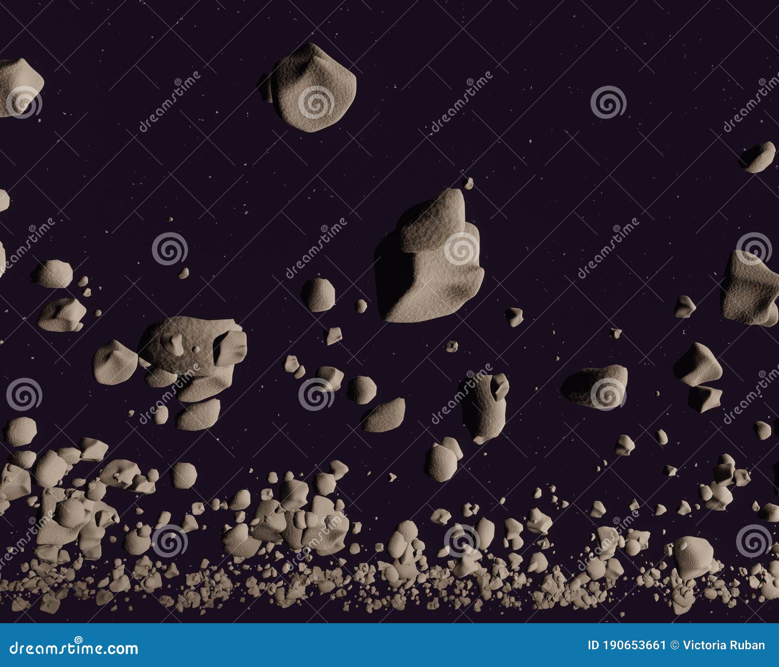 Rocks and Debris Flying through Space Stock Illustration - Illustration ...