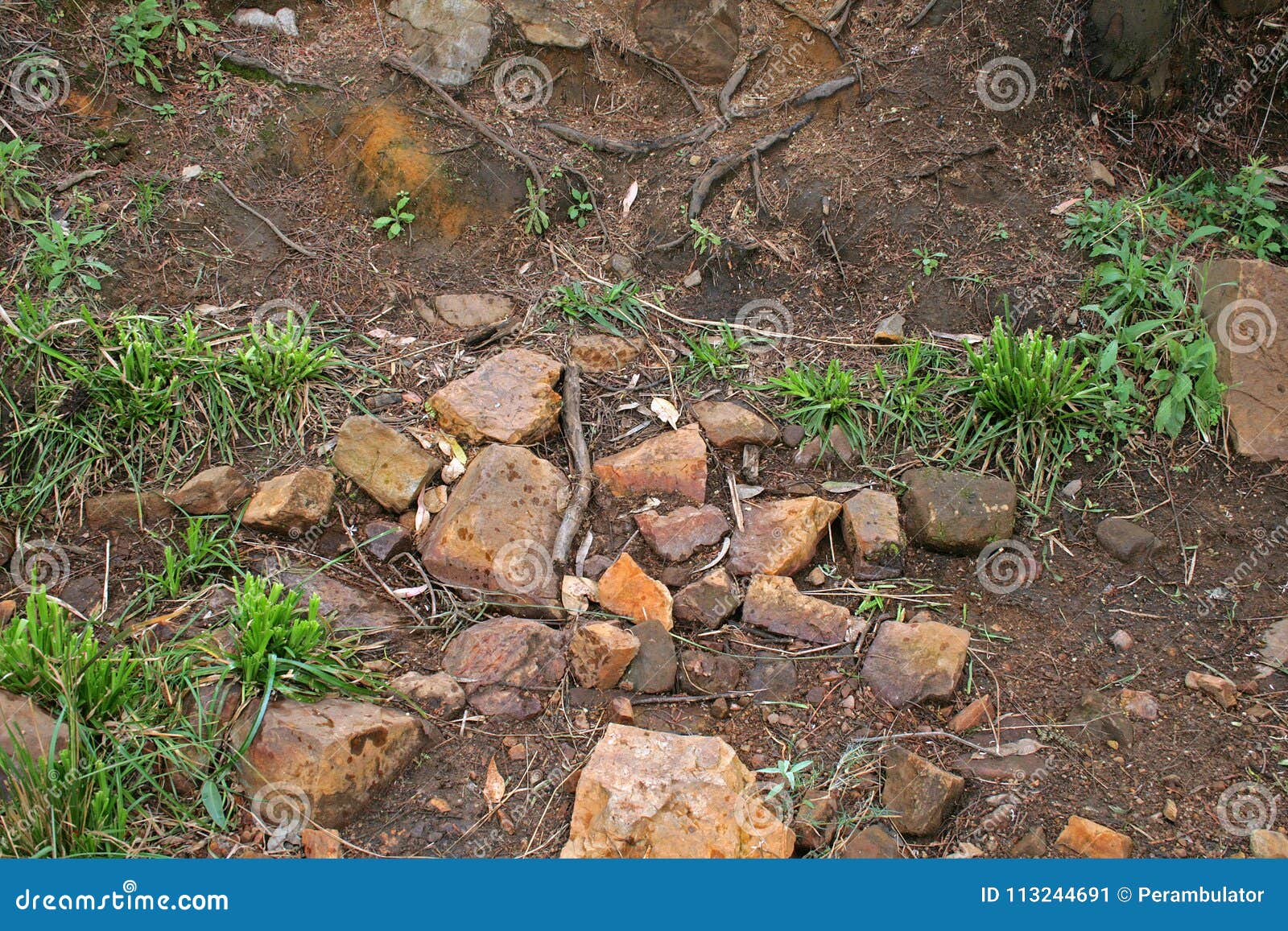 ROCKS in a DITCH on a HIKING TRAIL Stock Image - Image of hiking, green ...