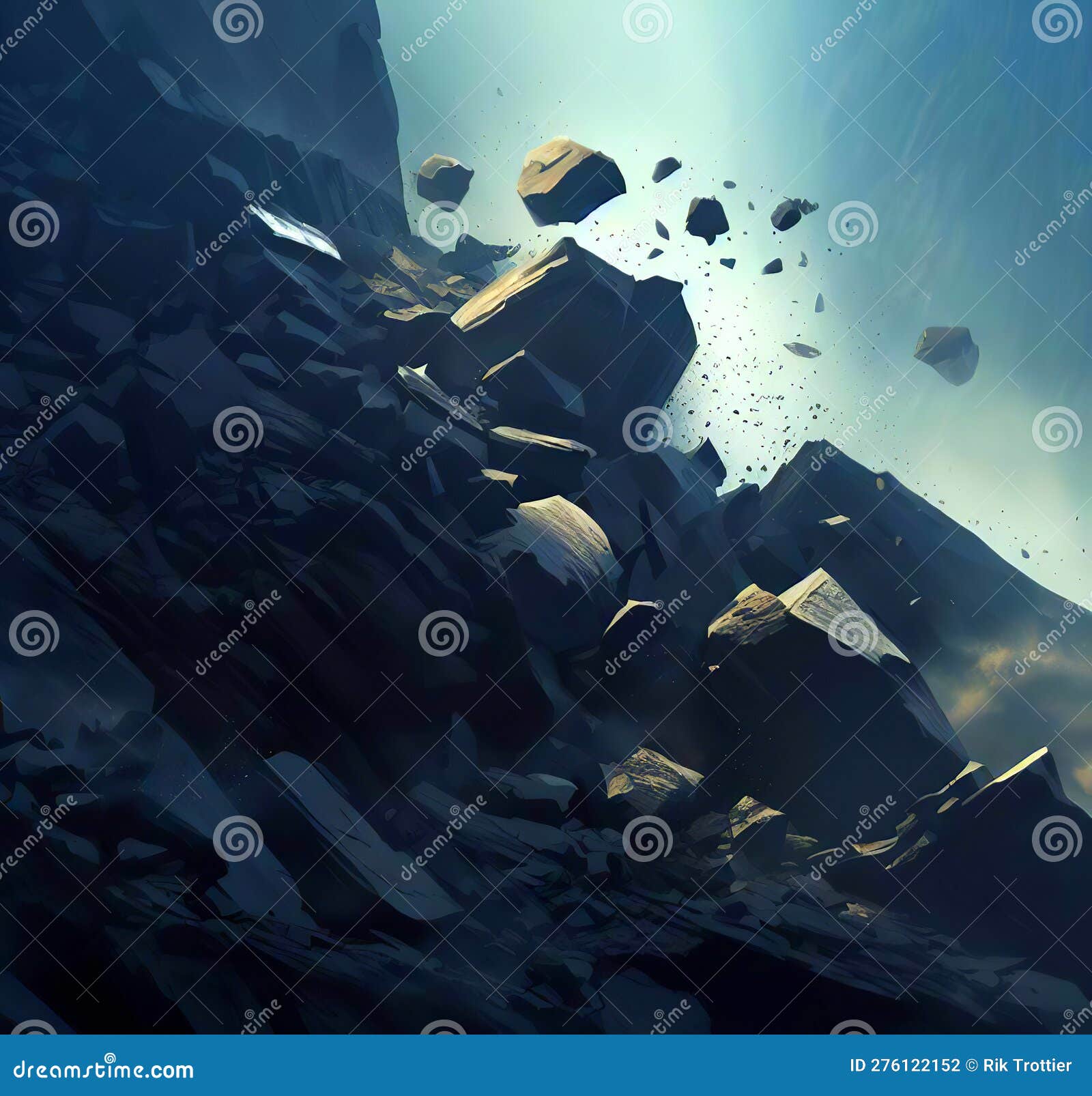 Rocks falling in chaos stock illustration. Illustration of cliff ...