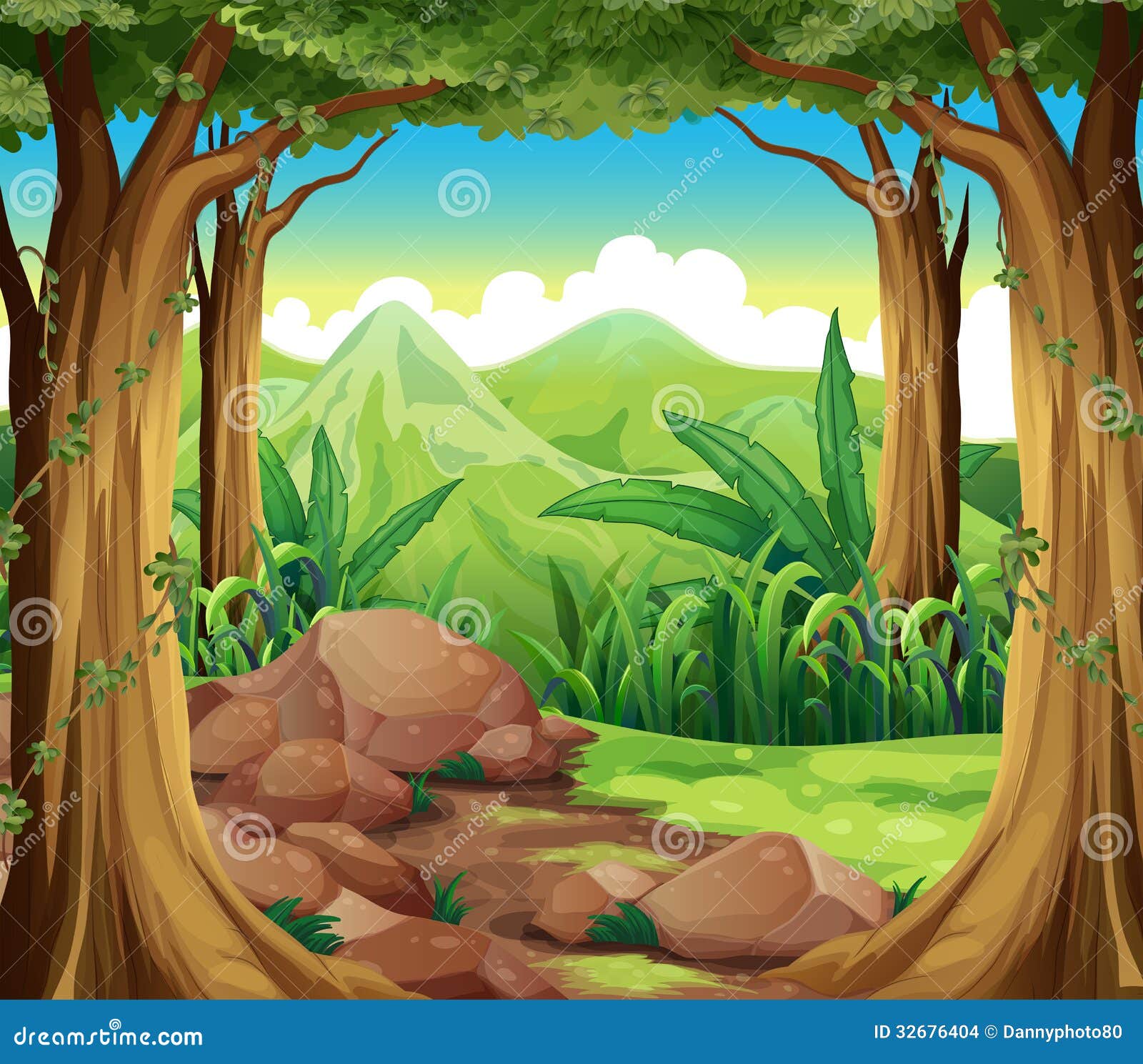 Rocks at the forest stock vector. Illustration of blur - 32676404