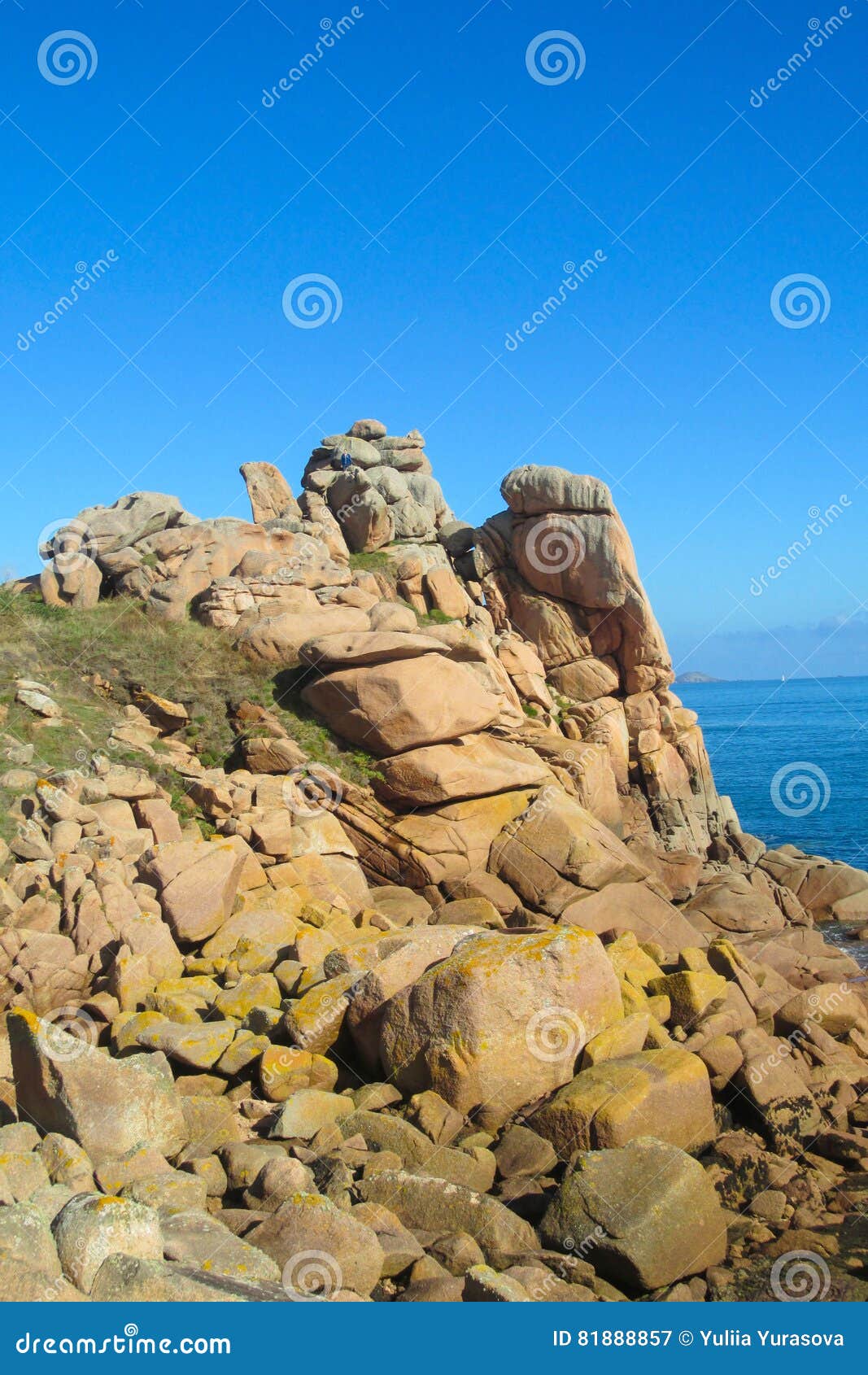 Rocks at French seaside stock image. Image of bretagne - 81888857