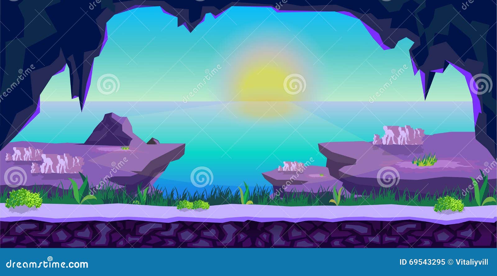 Game Landscape. Cartoon Design Nature. Landscape Of Soil Section ...