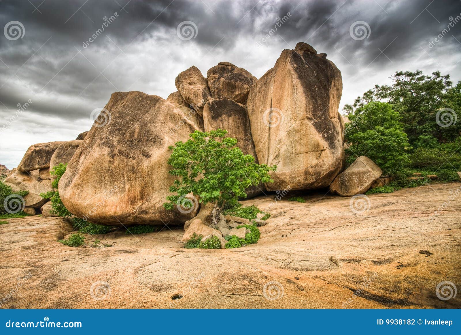 Rocks in Hampi stock photo. Image of rock, dramatic, clouds - 9938182