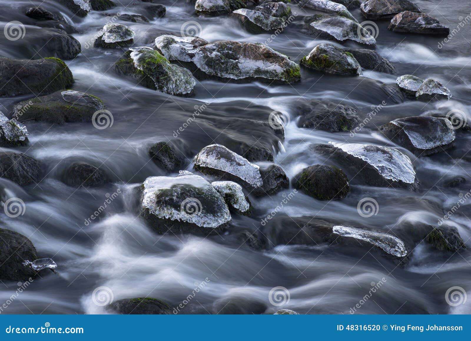 Rocks with Ice in Streaming Water Stock Photo - Image of rock ...