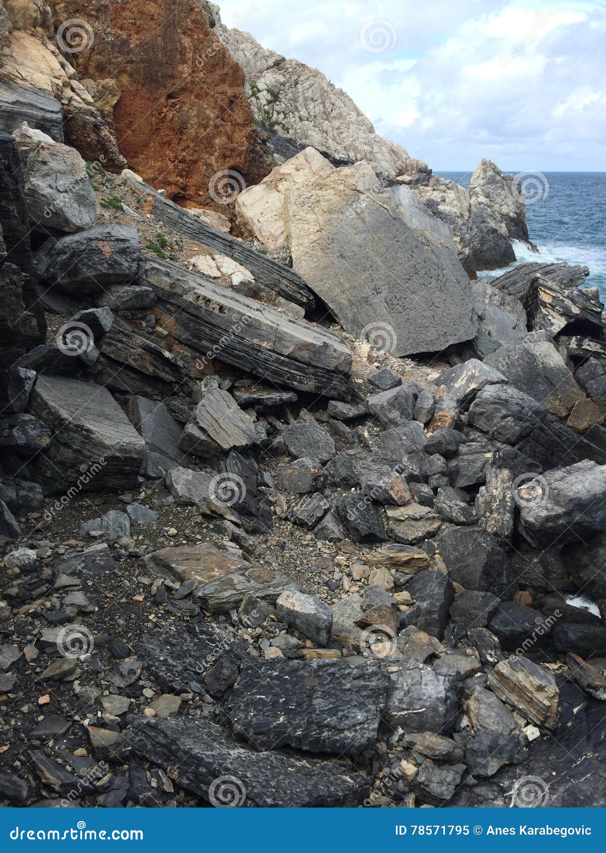 Rocks in Italian sea stock image. Image of outcrop, promontory - 78571795