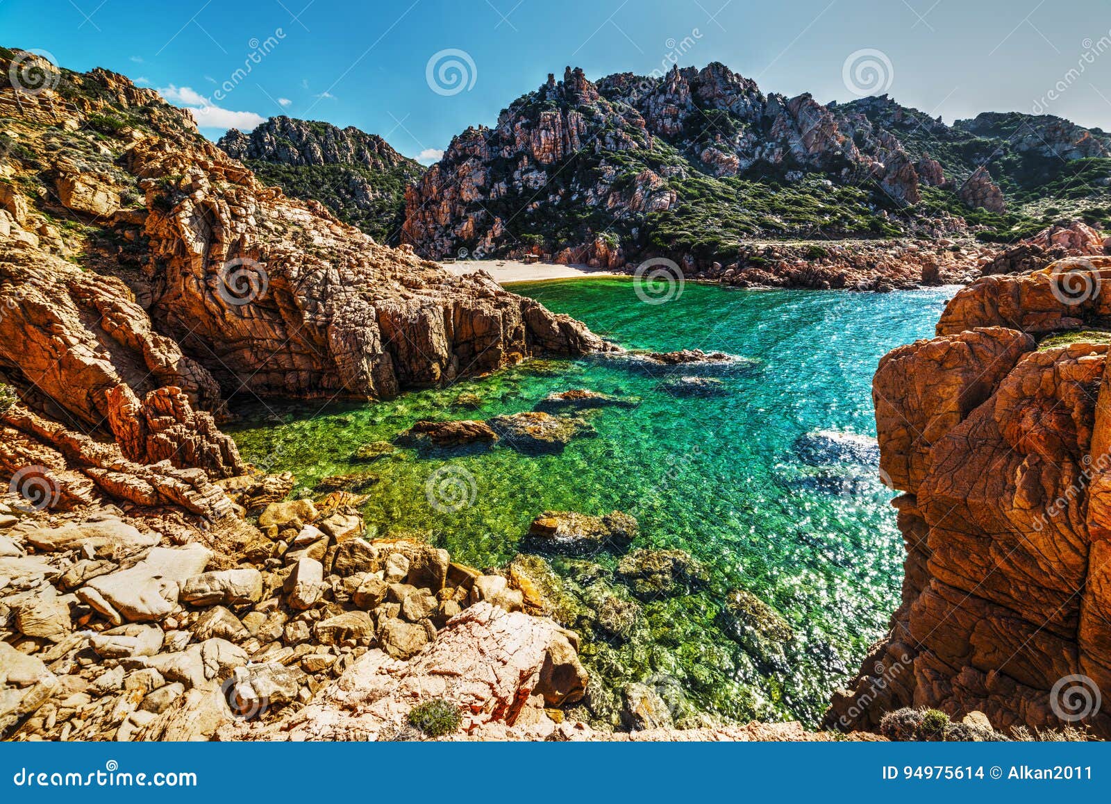Rocks by Li Cossi beach stock photo. Image of park, shore - 94975614