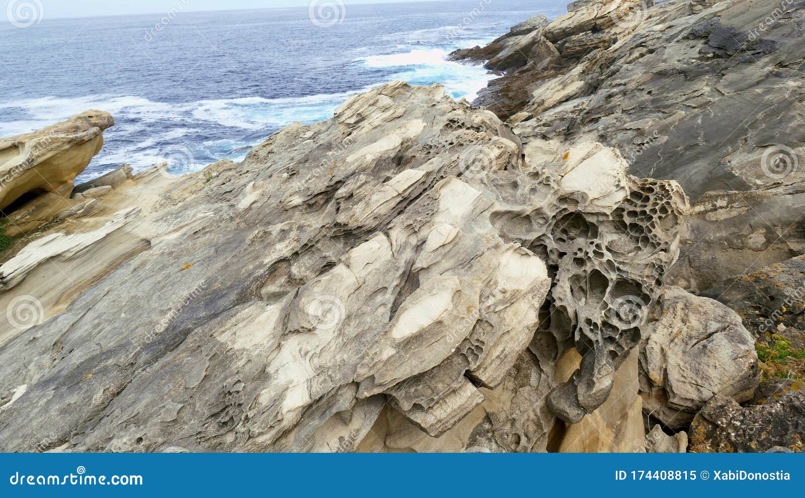 Rocks and Limestone Eroded on the Coast of the Sea Stock Image - Image ...