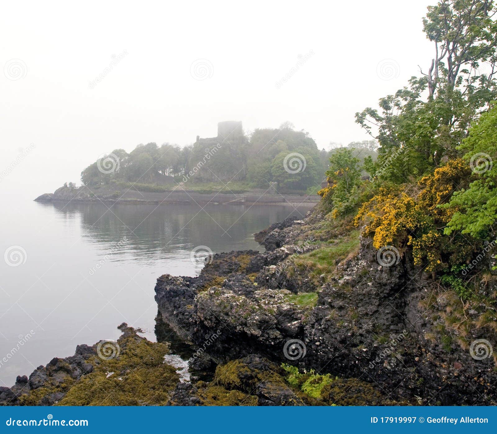 Rocks and Misty Scottish Castle Stock Image - Image of travel, europe ...