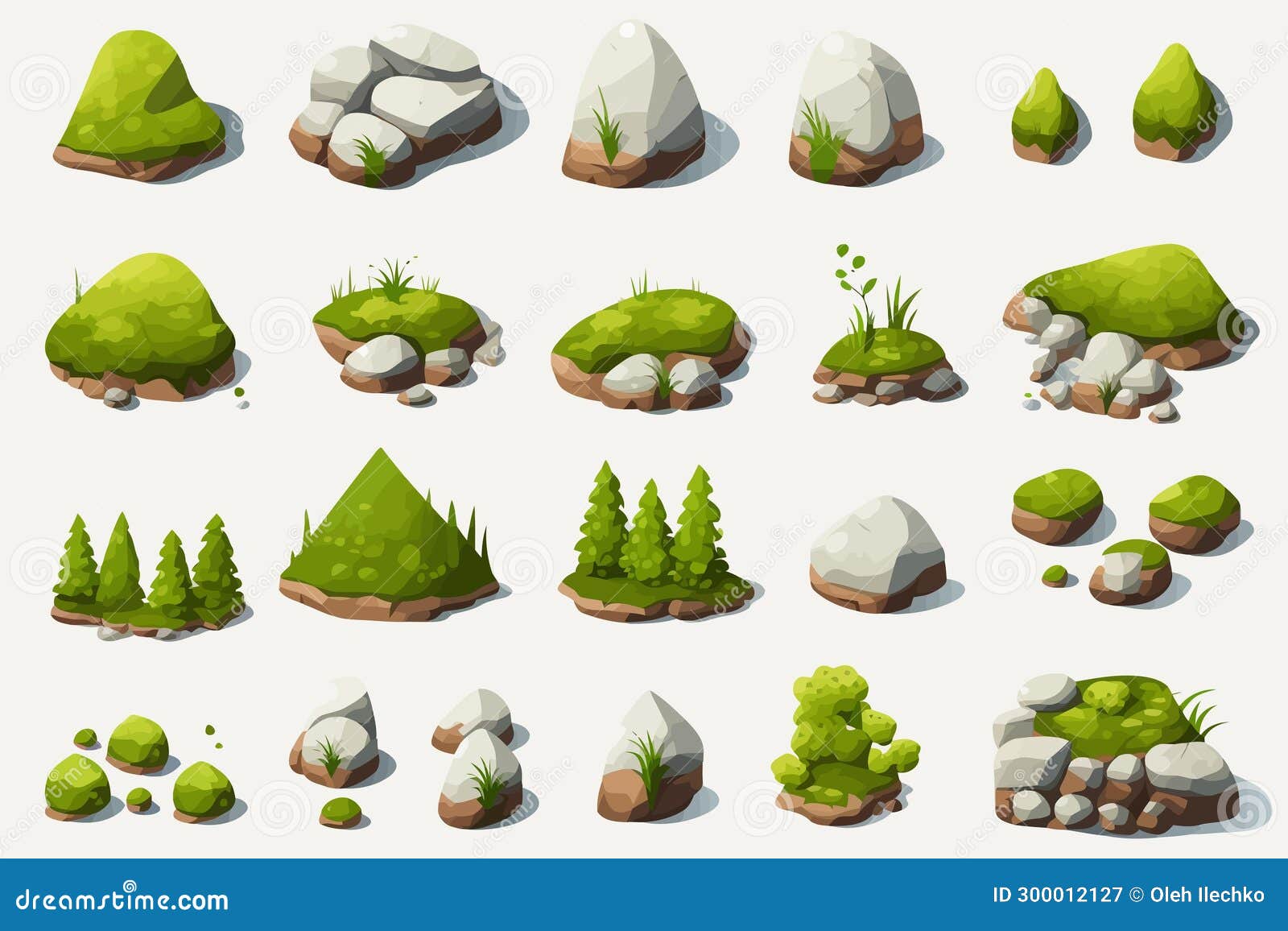 Rocks with Moss Isolated Vector Style Illustration Stock Vector ...