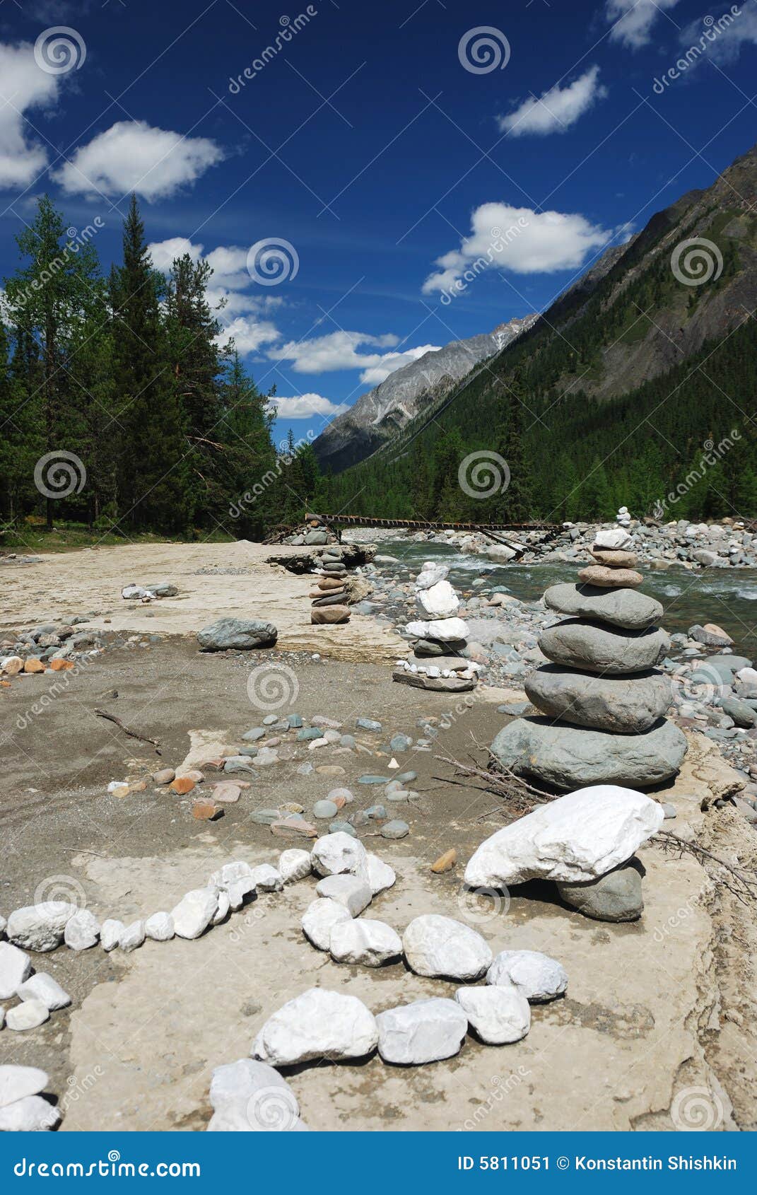 Rocks Near the Mountain River Stock Image - Image of blue, pile: 5811051