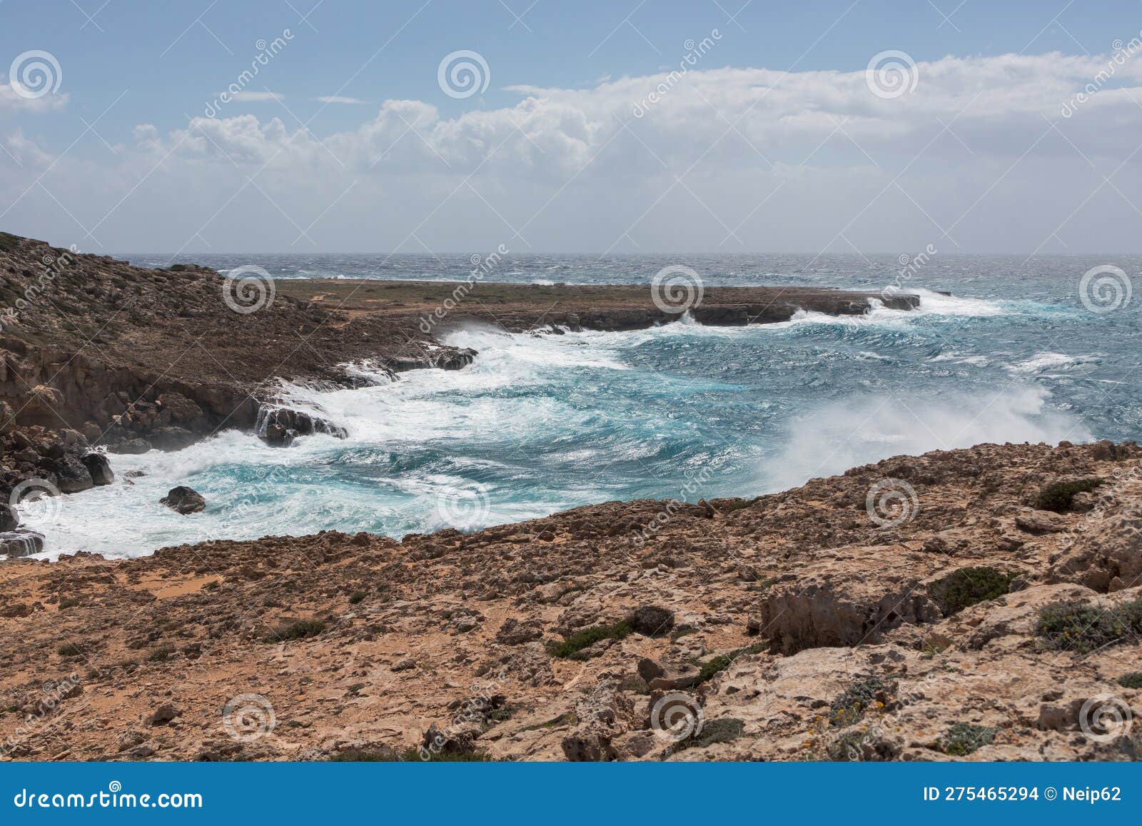 Rocks and Ocean with Blue Water, Waves Hitting the Rocks Stock Photo ...