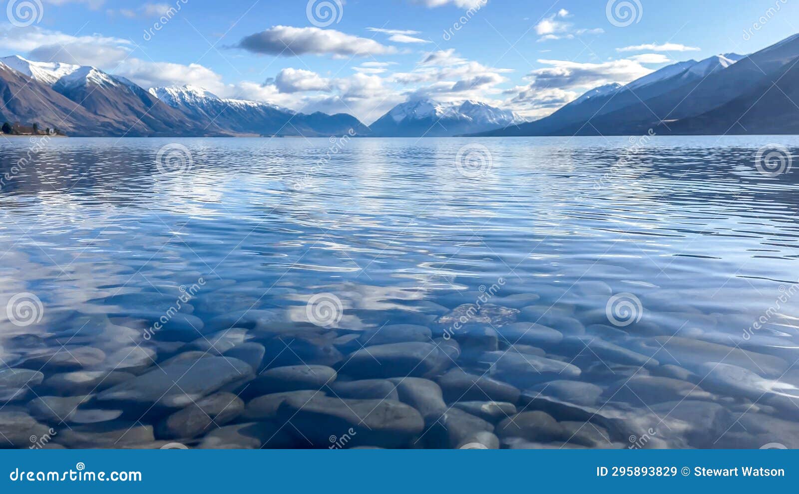 Rocks and Pebbles on the Bottom of the Lake with the Southern Alps in ...