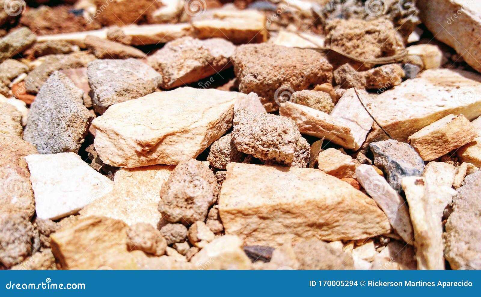 Rocks and pieces of tiles stock photo. Image of debris - 170005294