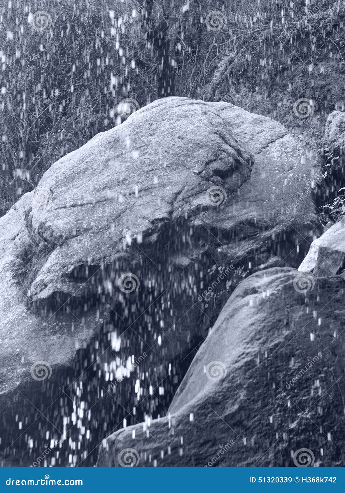 Rocks and Rain Drops in Blue Tone Stock Image - Image of scenic ...