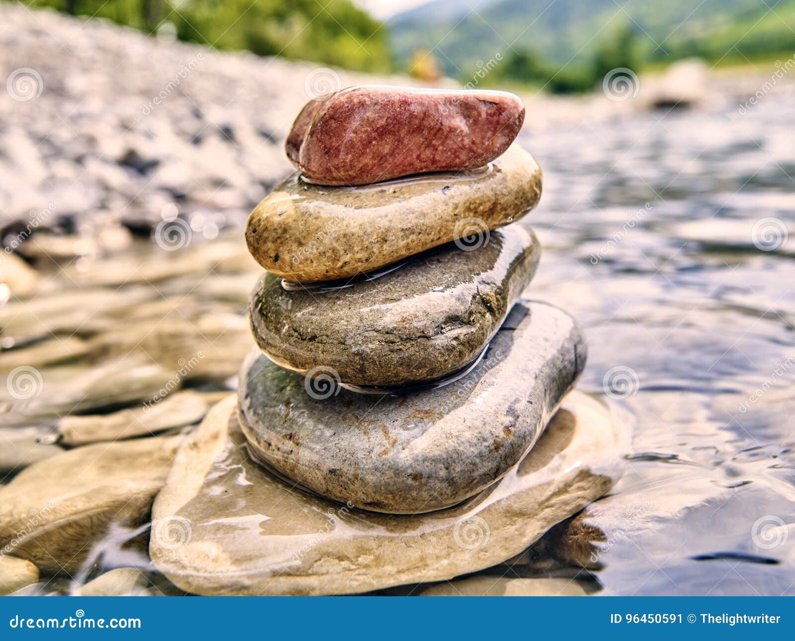 Rocks, River Pebbles Stacked in a Stream Stock Image - Image of summer ...