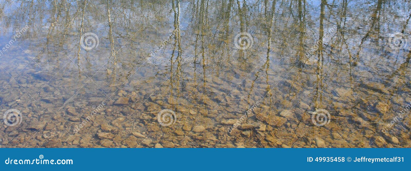 Rocks in a River with the Reflection of Trees on the Water Stock Photo ...