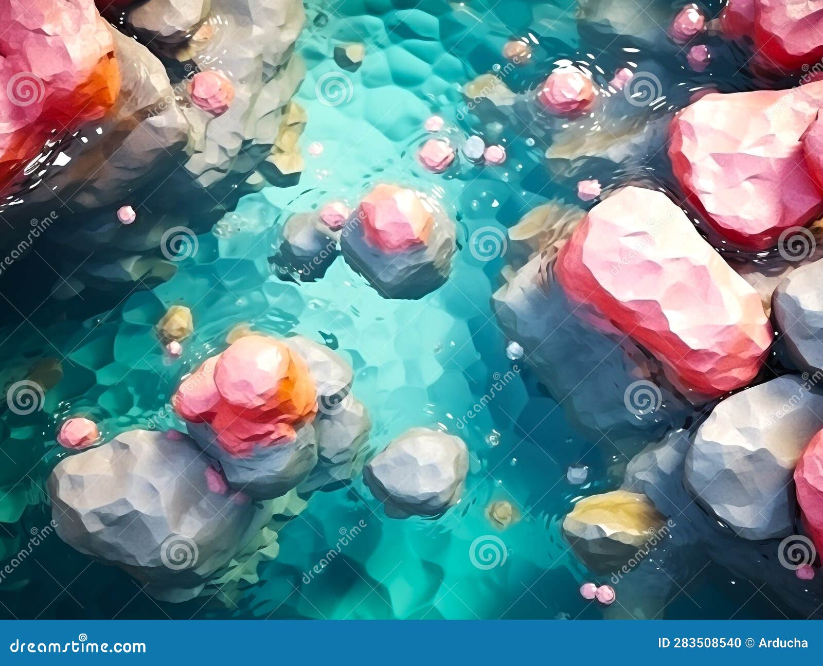 The Rocks in the River Submerged in Clear Water Stock Illustration ...