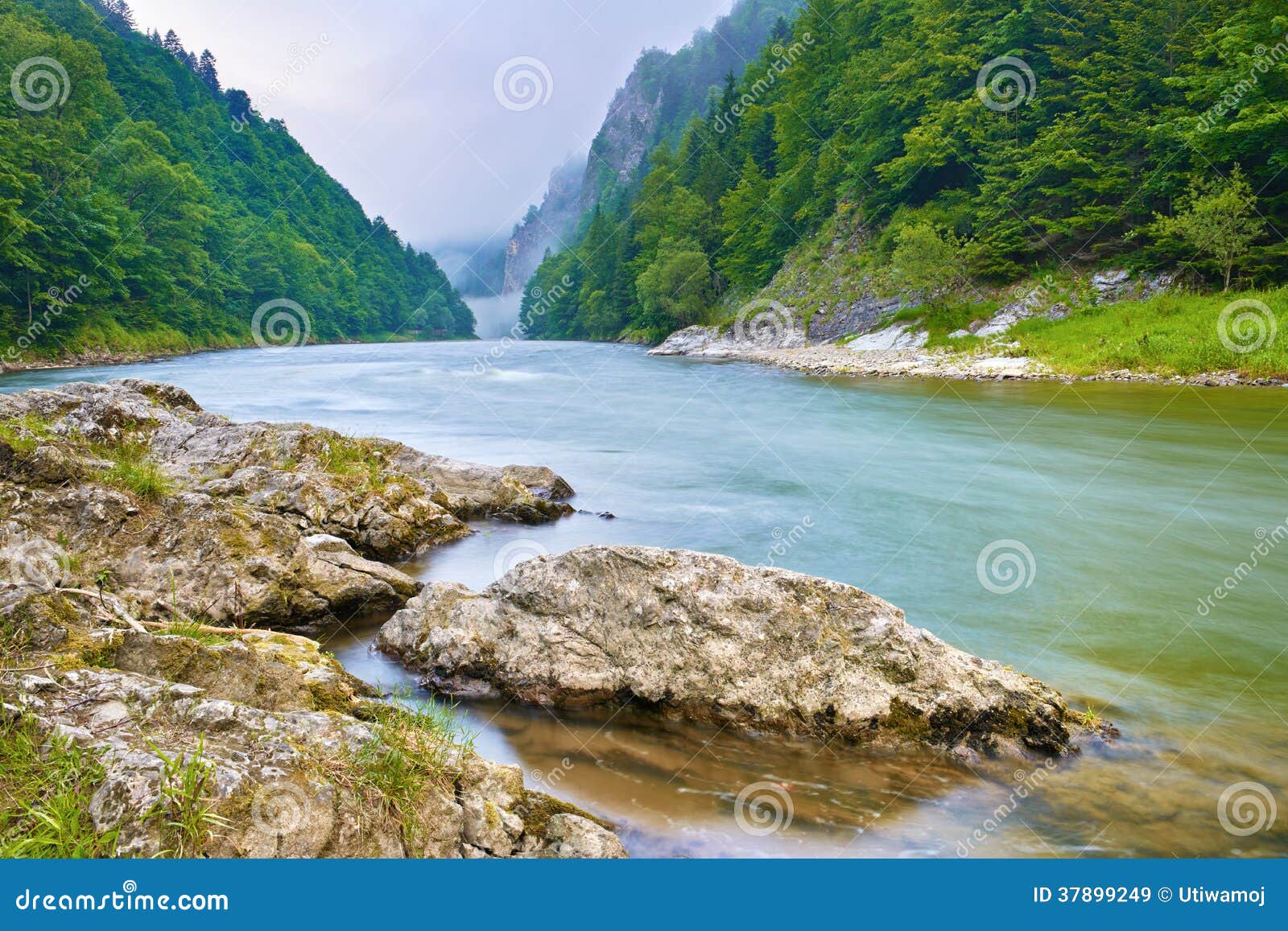 Rocks Riverbank Mountains Dunajec River Mountainside Stock Image ...