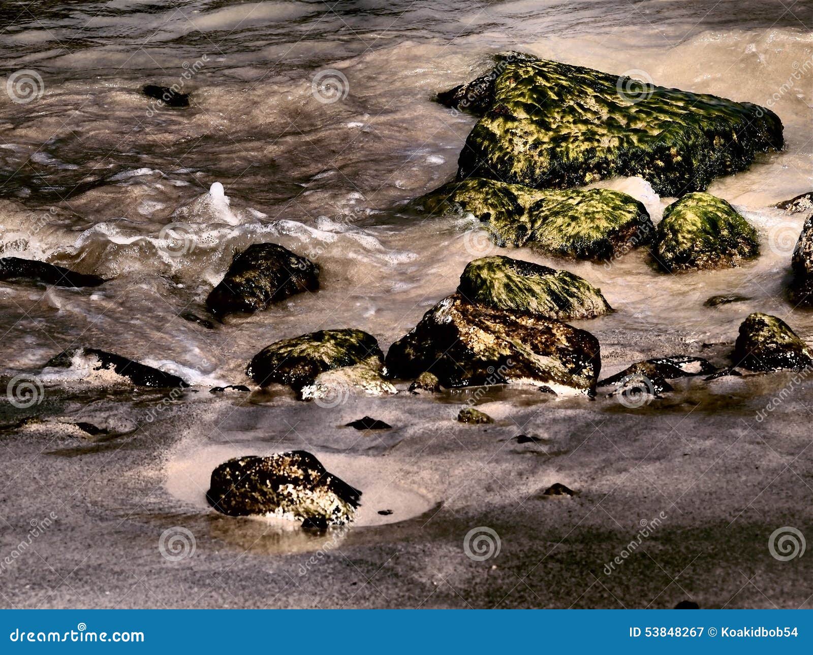Rocks on the Sand stock image. Image of beach, tidal - 53848267